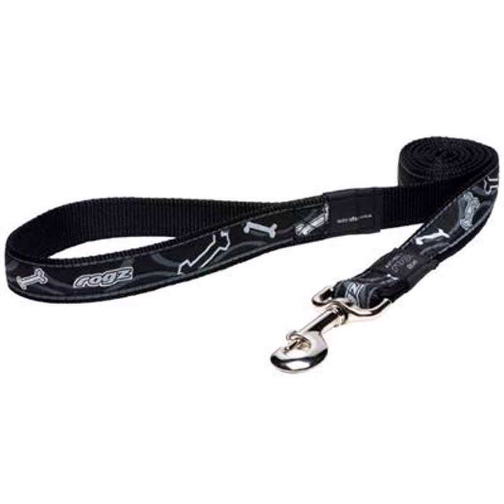 Rogz line black bone 140 x 2 cm | Loppetjansen - Alt til kæledyr